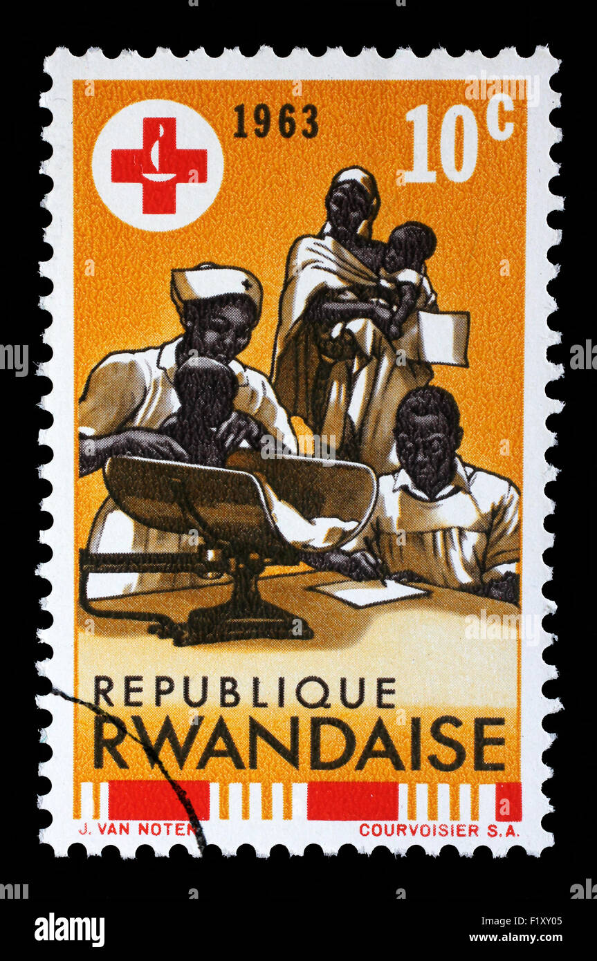 RWANDA - circa 1963 : timbre imprimé au Rwanda est dédiée à la ...