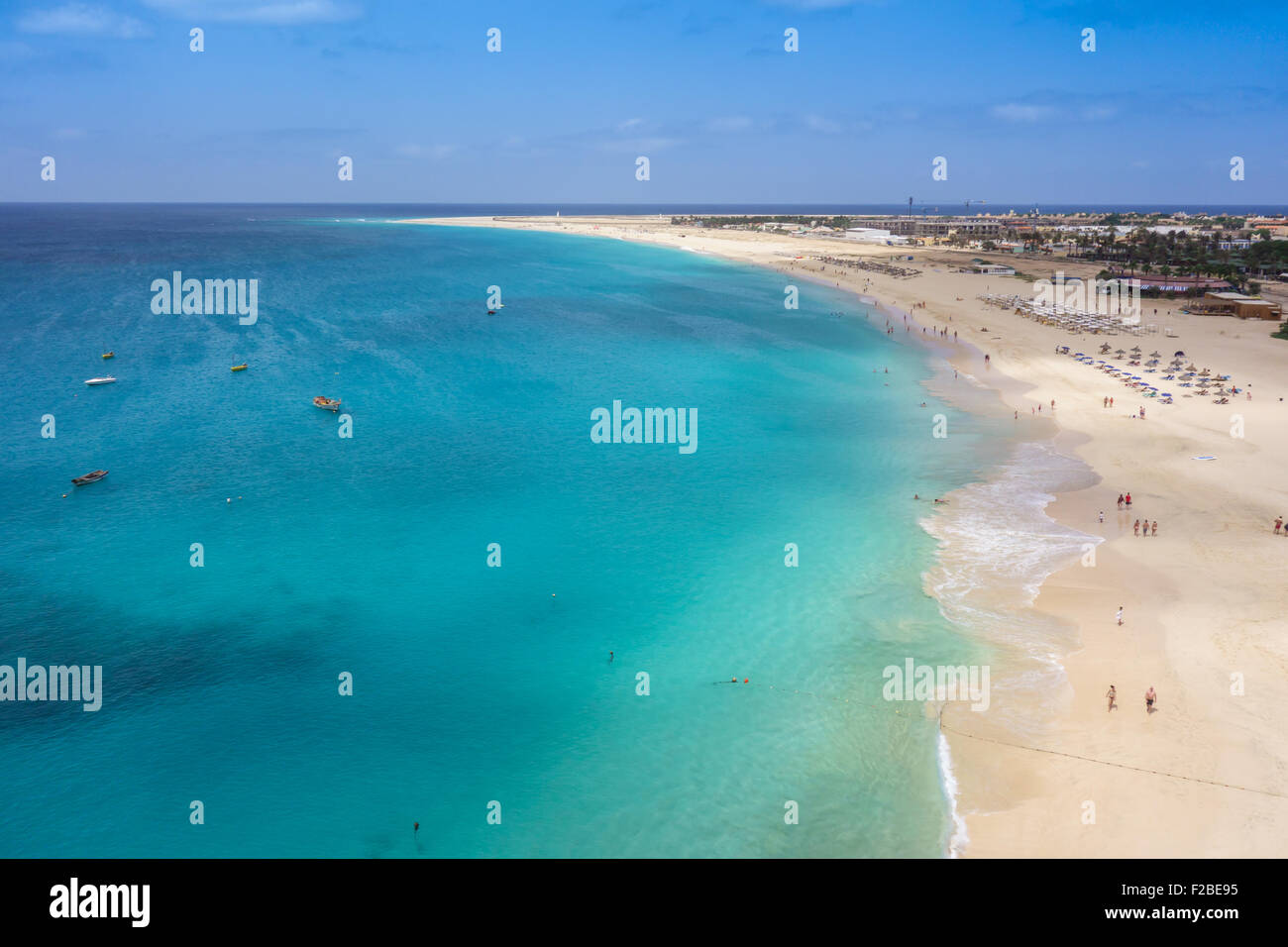Vue aérienne de la plage de Santa Maria dans l'île de Sal Cap Vert ...