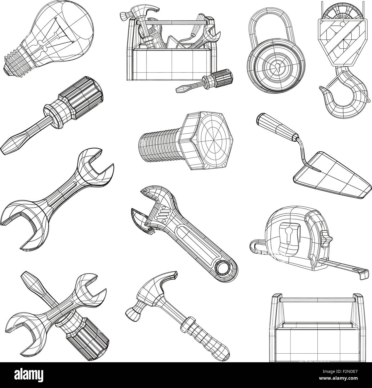 Ensemble d'outils de dessin vectoriel Image Vectorielle Stock - Alamy
