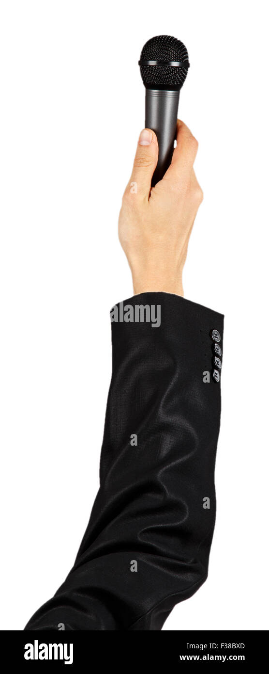 Singing man black suit microphone Banque de photographies et d’images à ...
