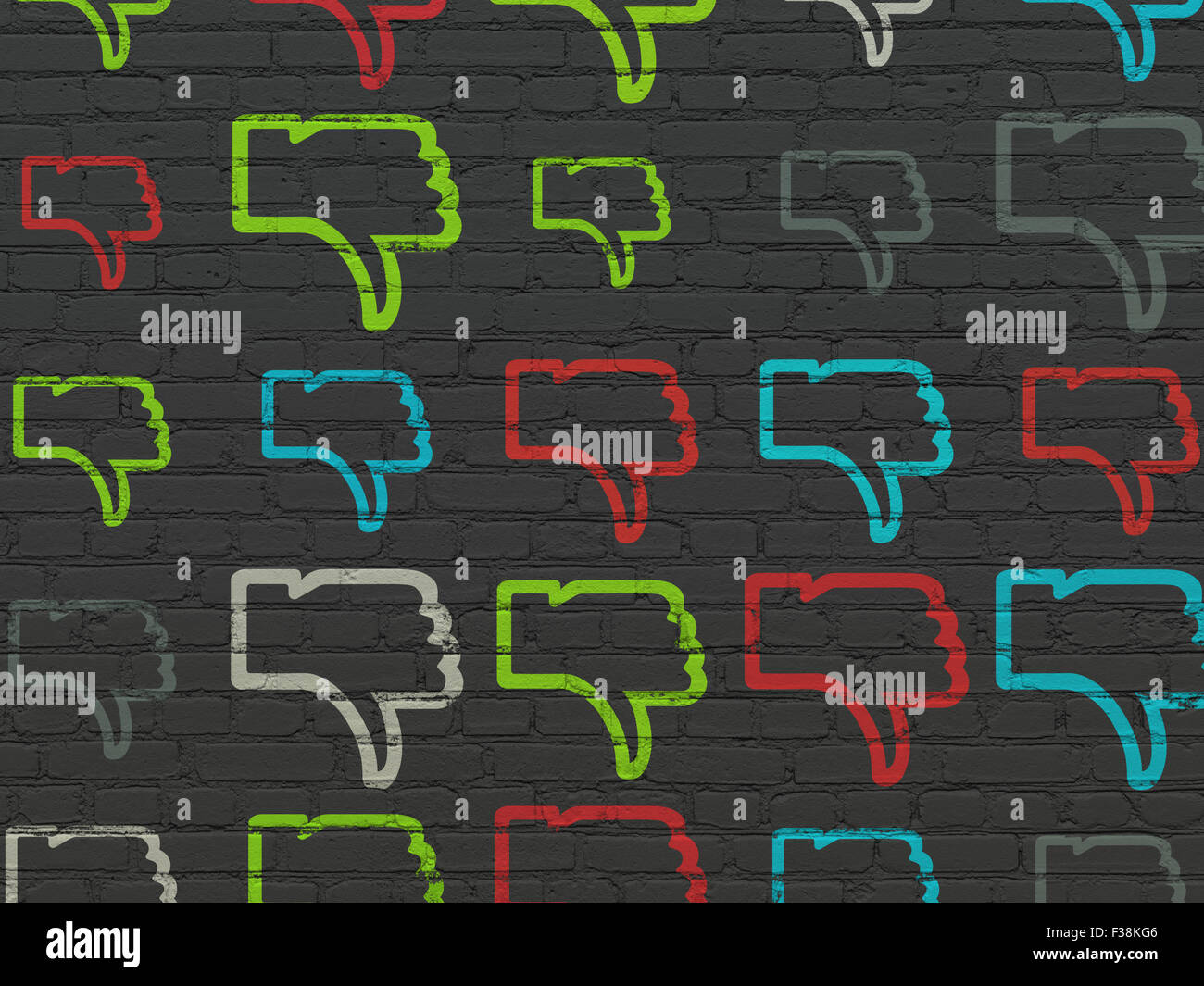 Social Media Concept Pouce En Bas Des Icônes Sur Wall Background