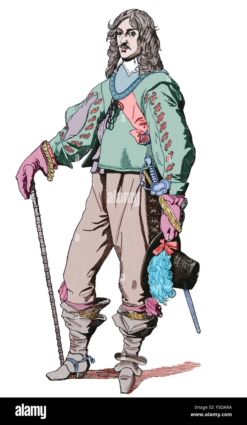 L'Europe. Gentleman anglais. 17e siècle. Gravure, 19ème siècle. La ...