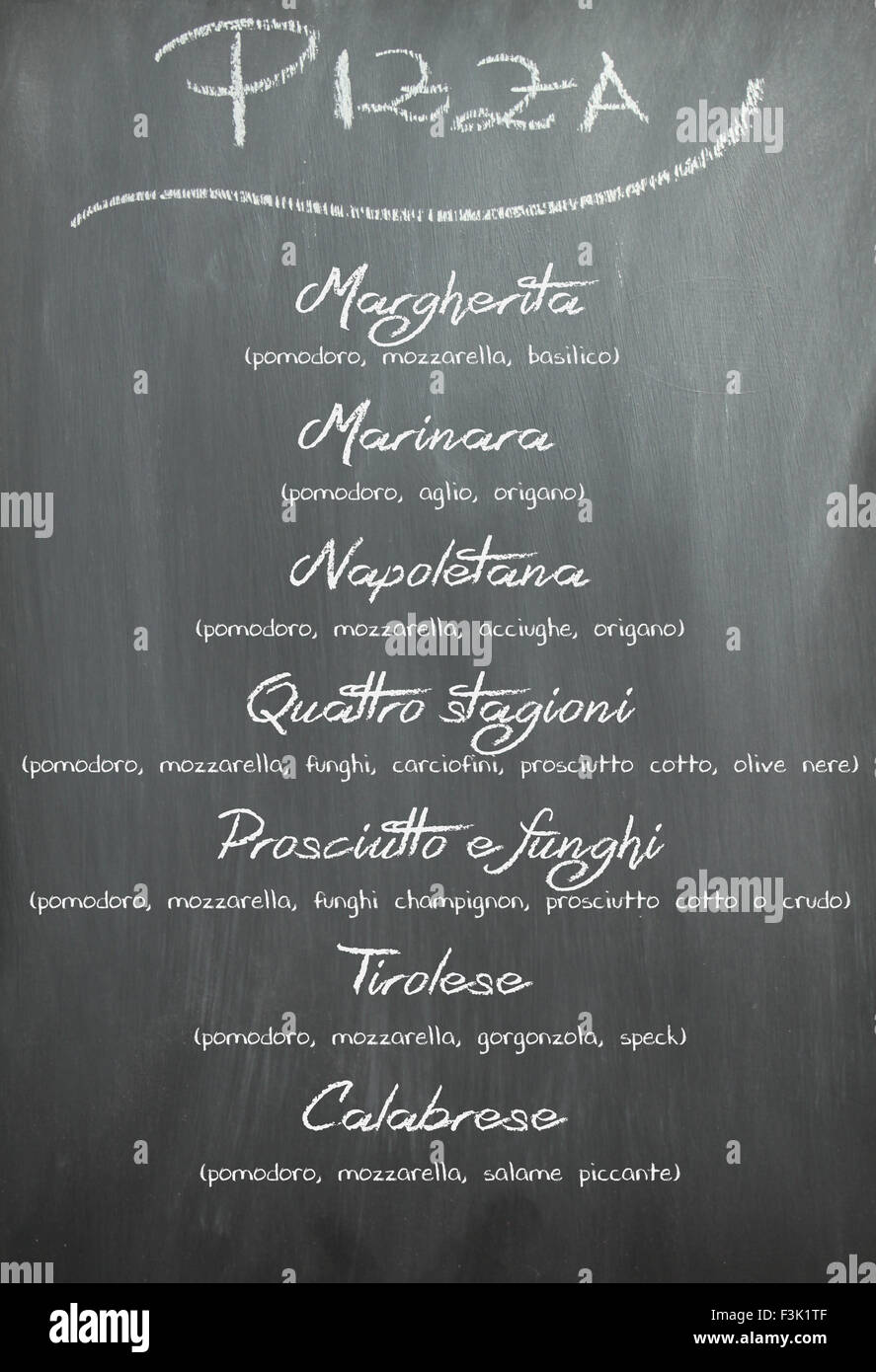 Menu de pizza Banque de photographies et d’images à haute résolution ...