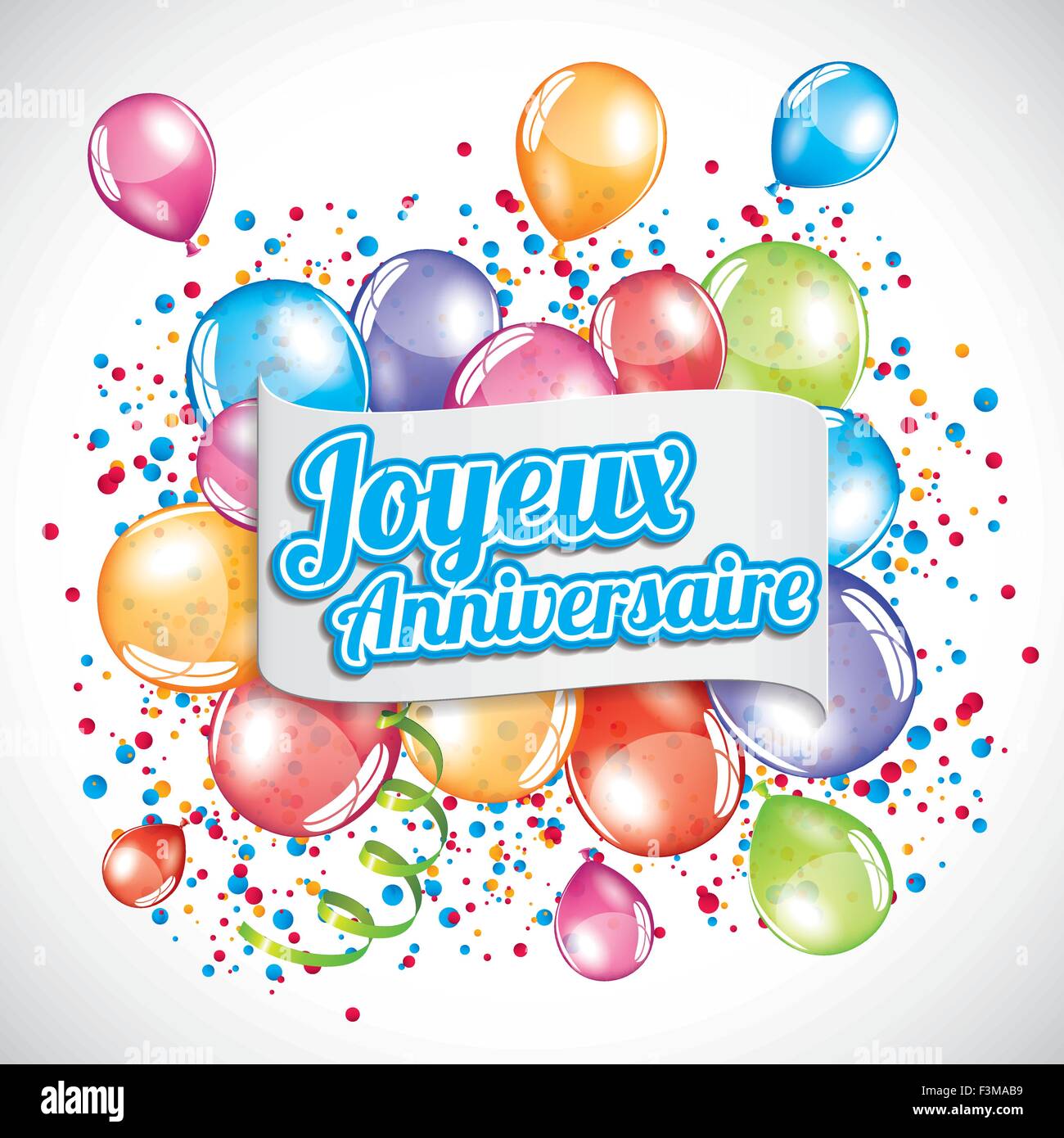 Joyeux anniversaire en français et des ballons Image Vectorielle Stock ...