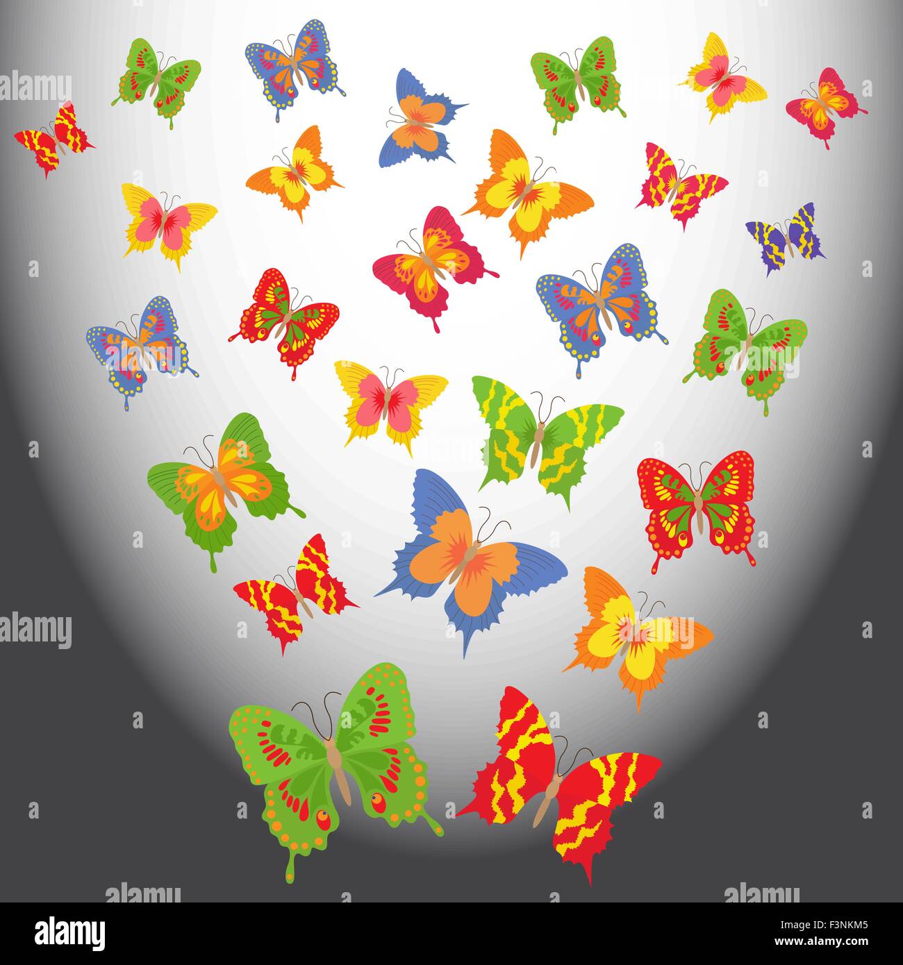 Animation colorés papillons volant dans un espace de lumière. Dessin à ...