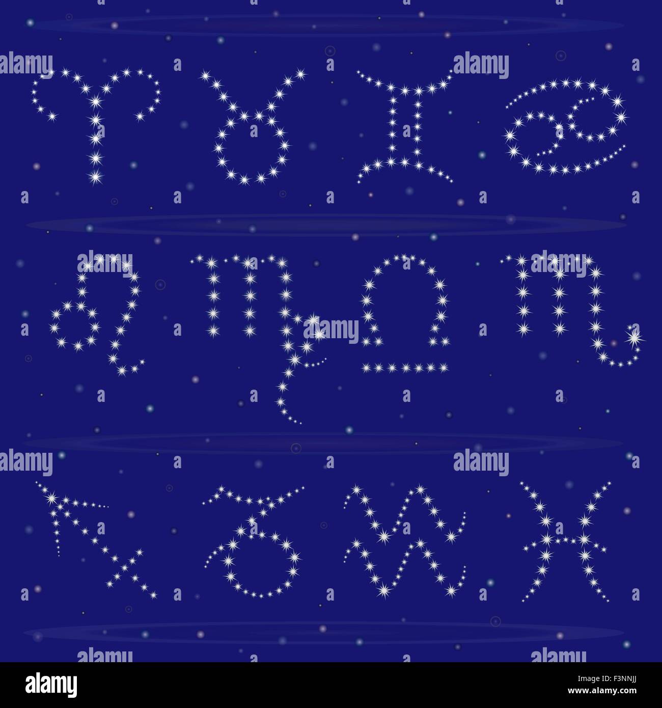 Ensemble de douze signes du zodiaque étoilé vector illustration ...