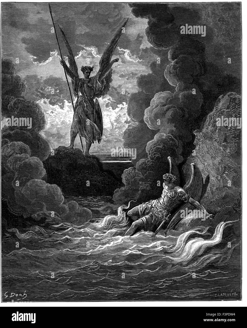 John milton gustave dore Banque d'images noir et blanc - Alamy