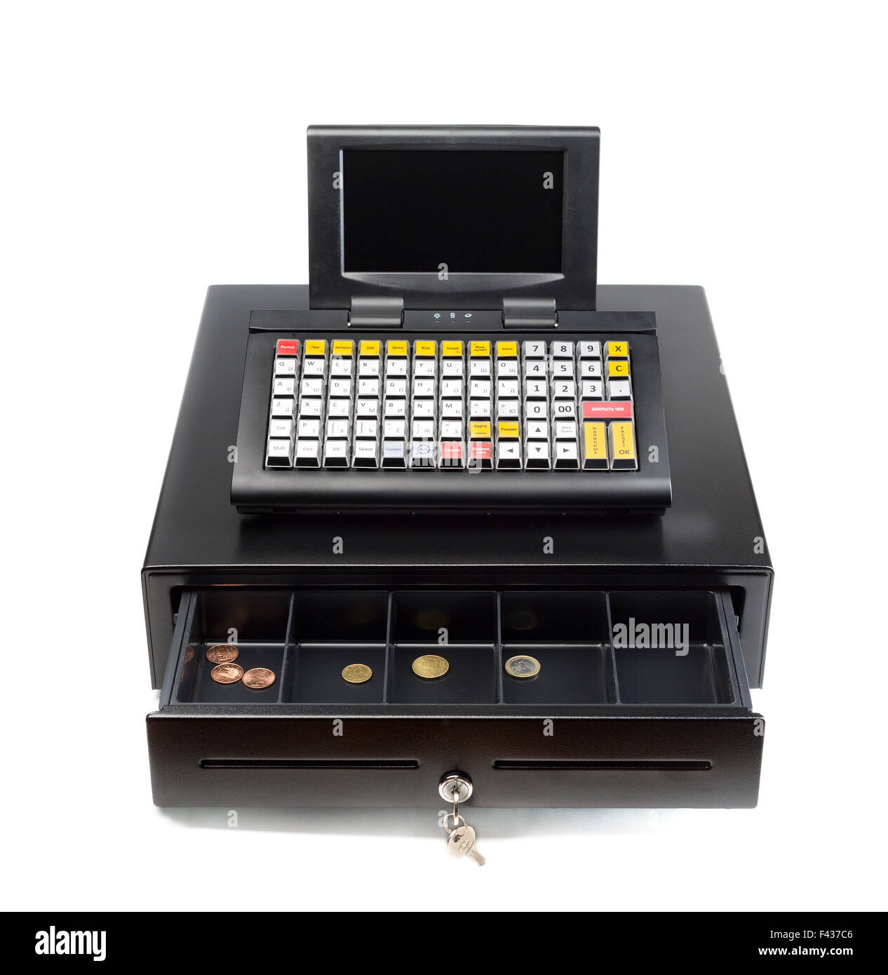Caisse enregistreuse sur blanc Photo Stock - Alamy