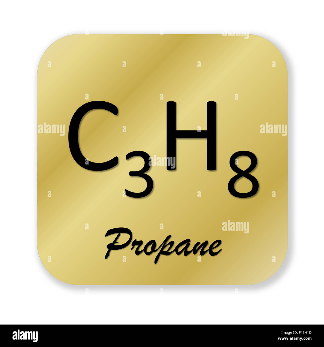 Golden formule chimique de symbole propane isolé en fond blanc Photo ...