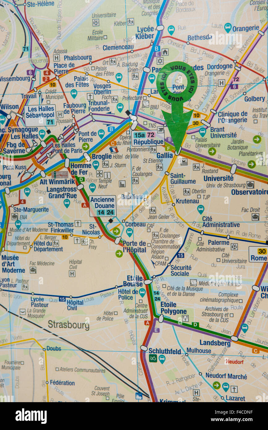 Carte de tramway de Strasbourg, octobre 2015 Photo Stock - Alamy