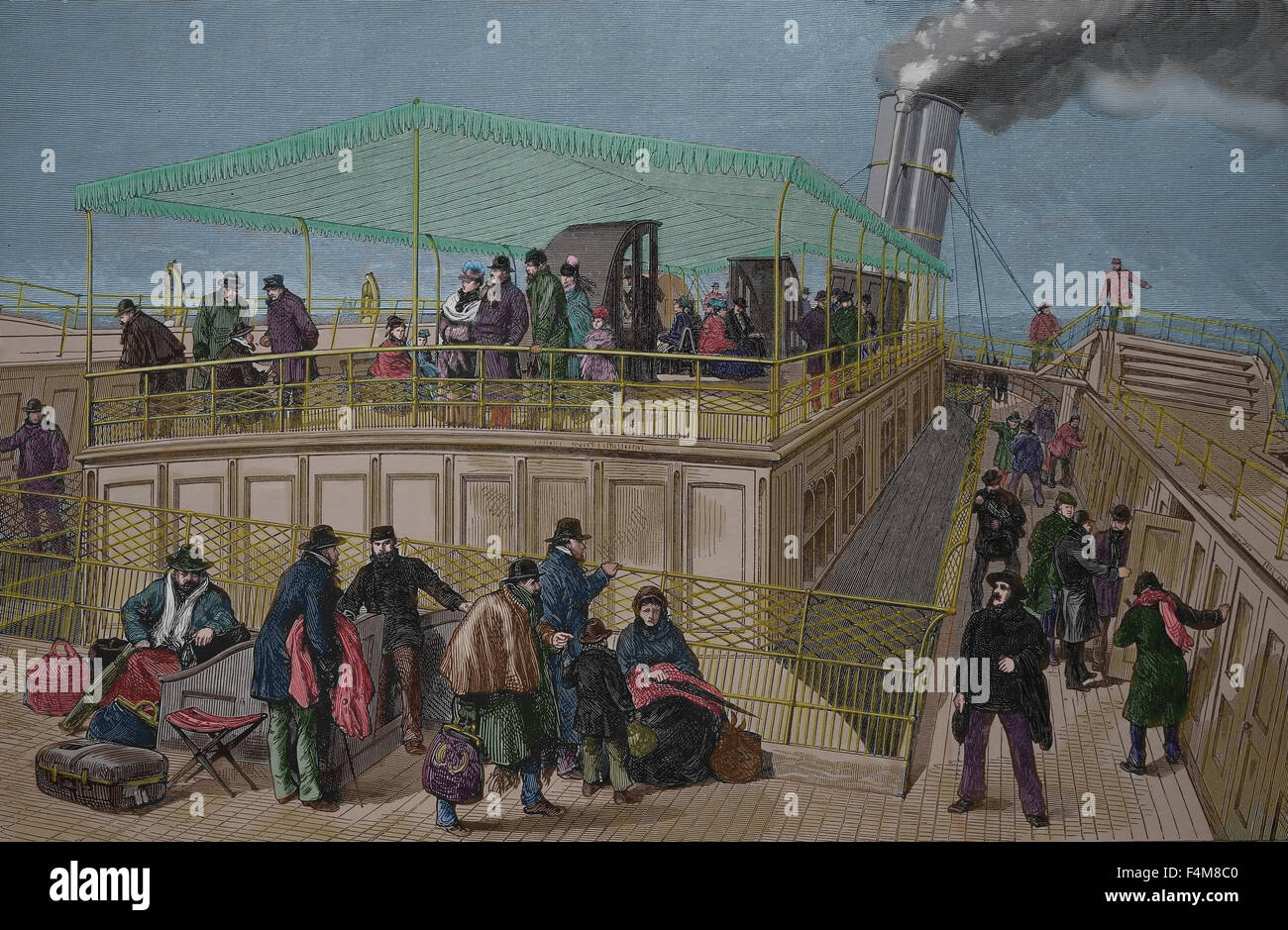 À bord du navire d'émigrants. 19e siècle. La gravure. La couleur Photo ...