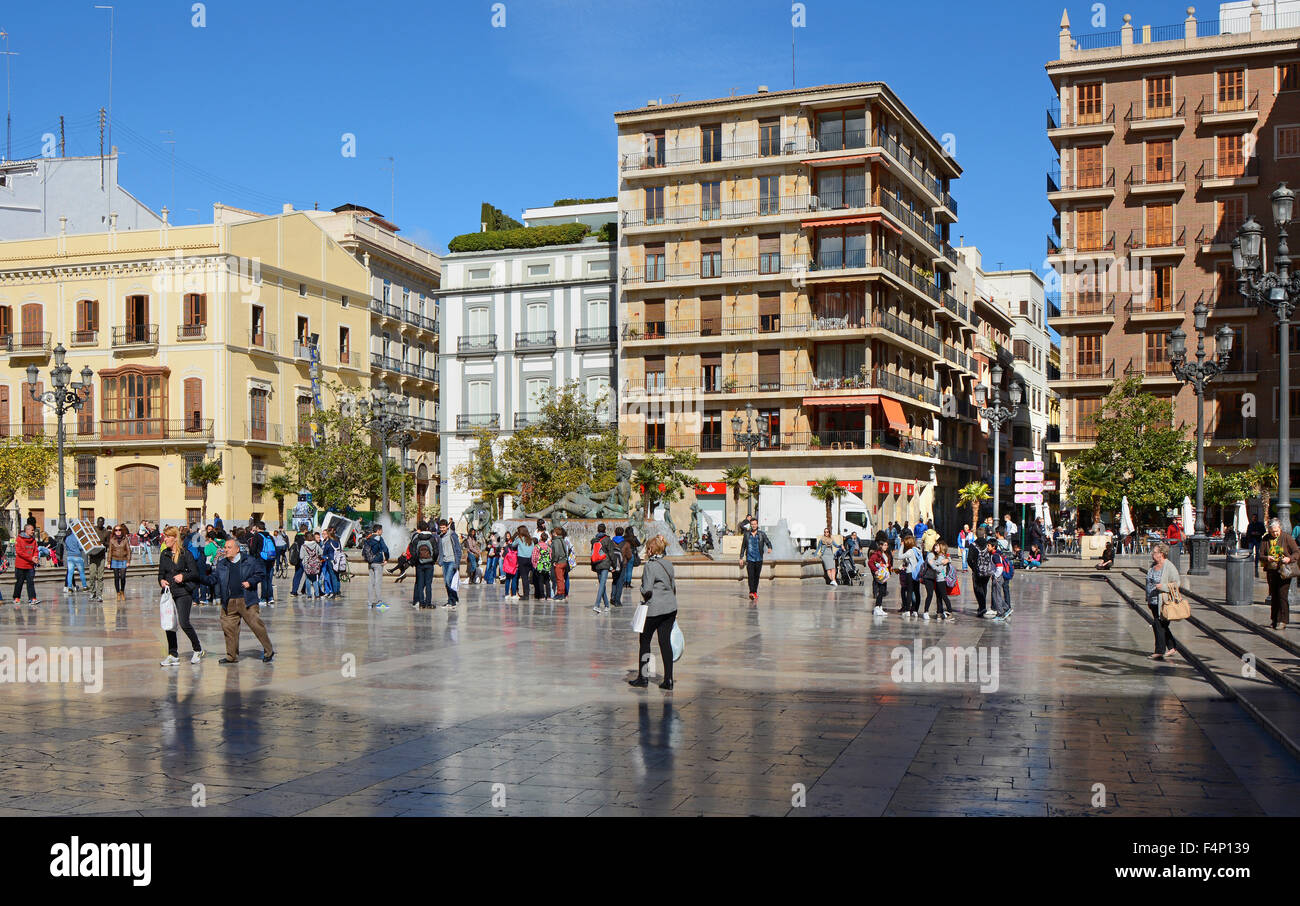Plaza de la Virgen, Place de la Vierge à Valence vieille ville, en ...