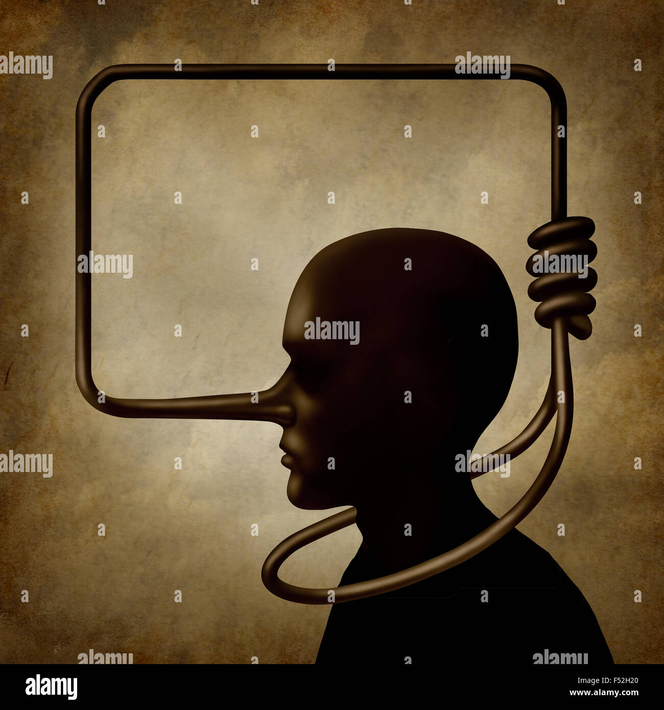 Tuer est un concept comme personne avec un long nez comme un symbole du ...