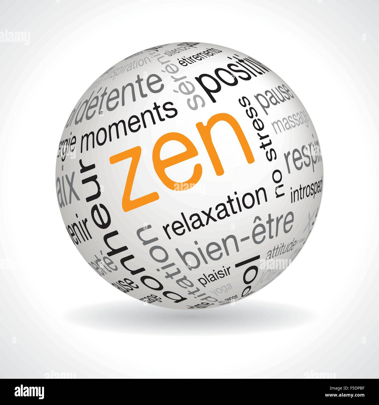 Thème Zen français sphère avec mots-clés vecteur complet Image ...