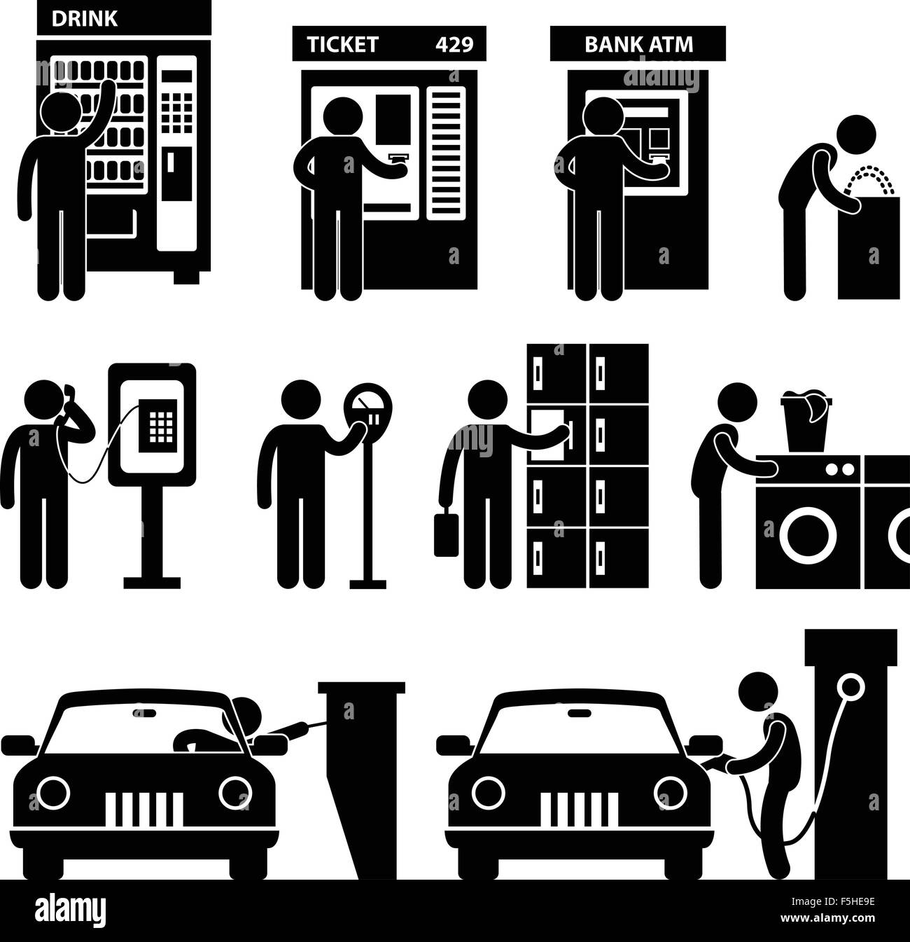 L'homme à l'aide de la fonction Auto icône pictogramme signe symbole de ...