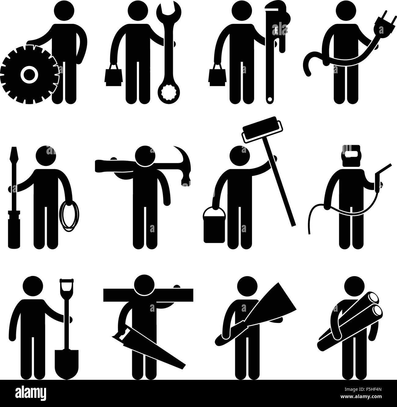 Construction Worker Icône Symbole pictogramme Image Vectorielle Stock ...