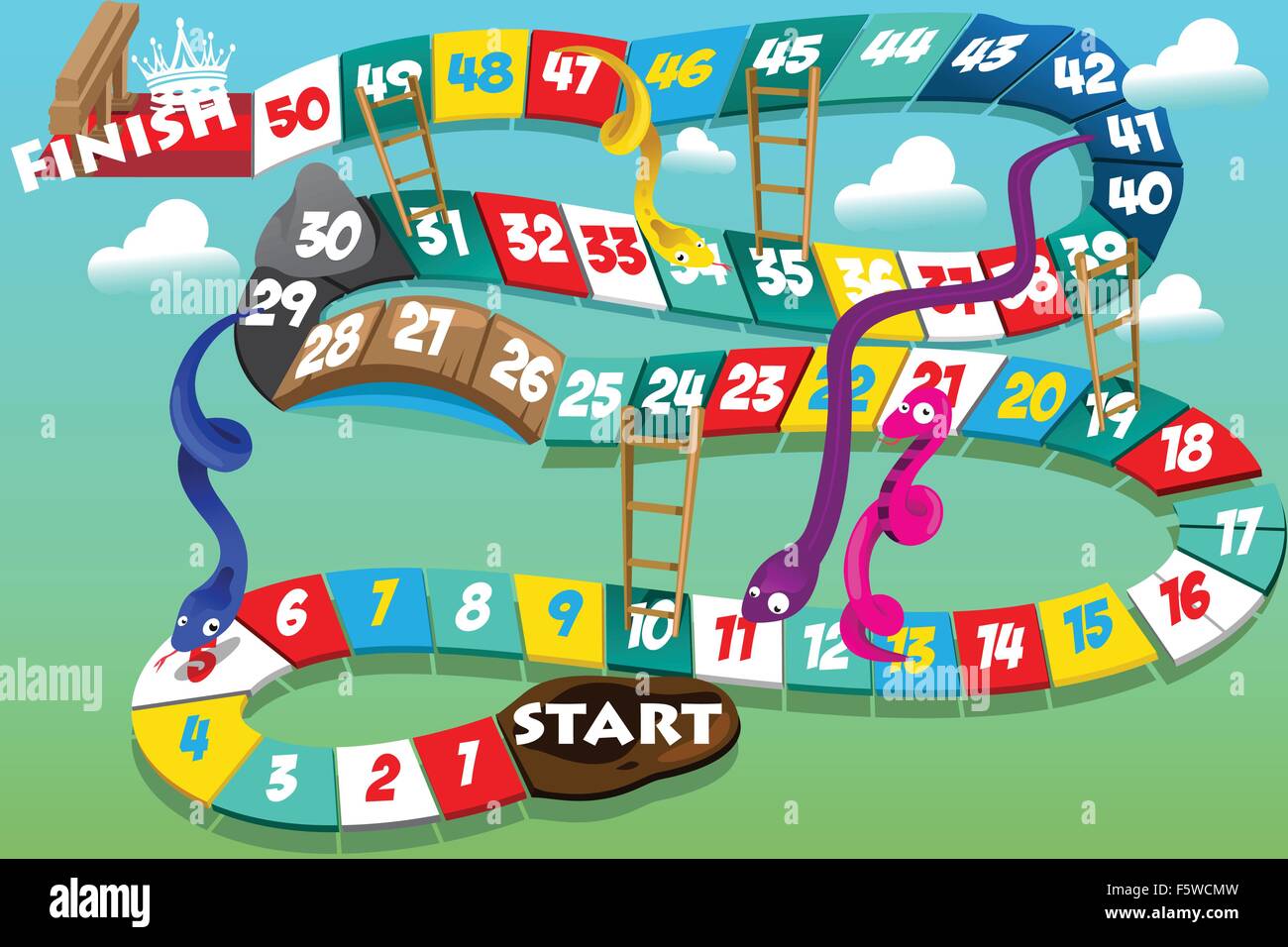 Snakes and ladders board game Banque d'images vectorielles - Alamy
