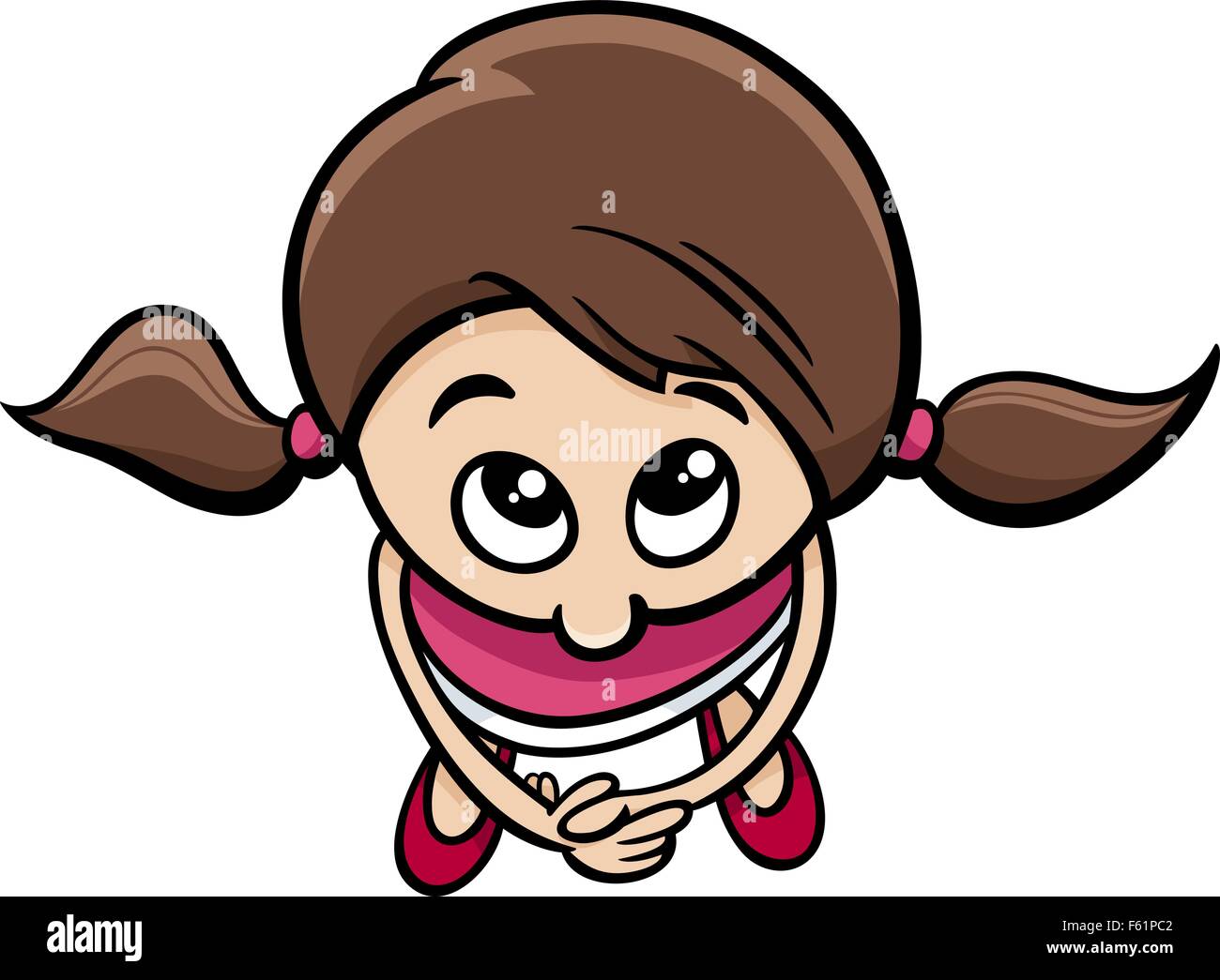 Cartoon Illustration de mignonne petite fille timide Image Vectorielle ...