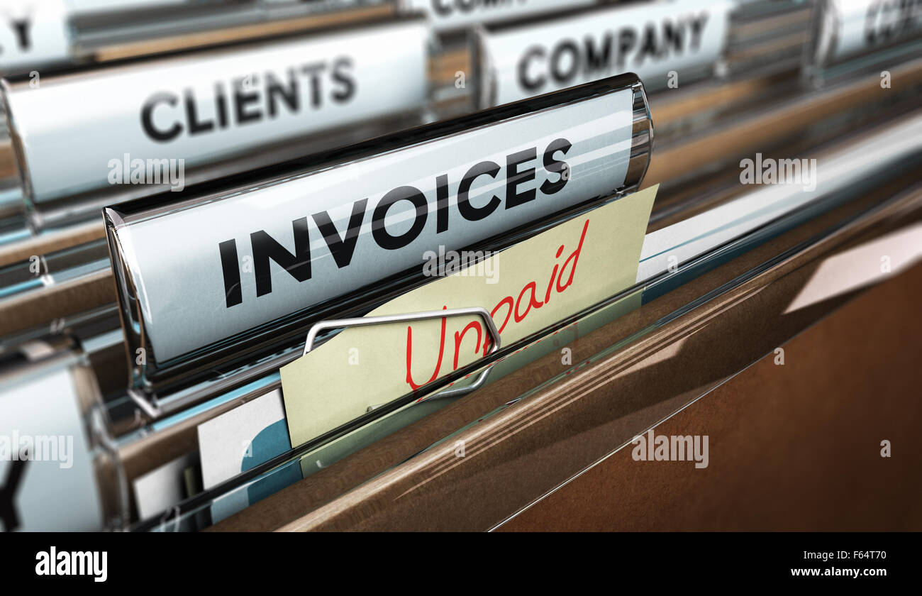 Close up sur un onglet de fichier avec le mot facture et d'une note où ...