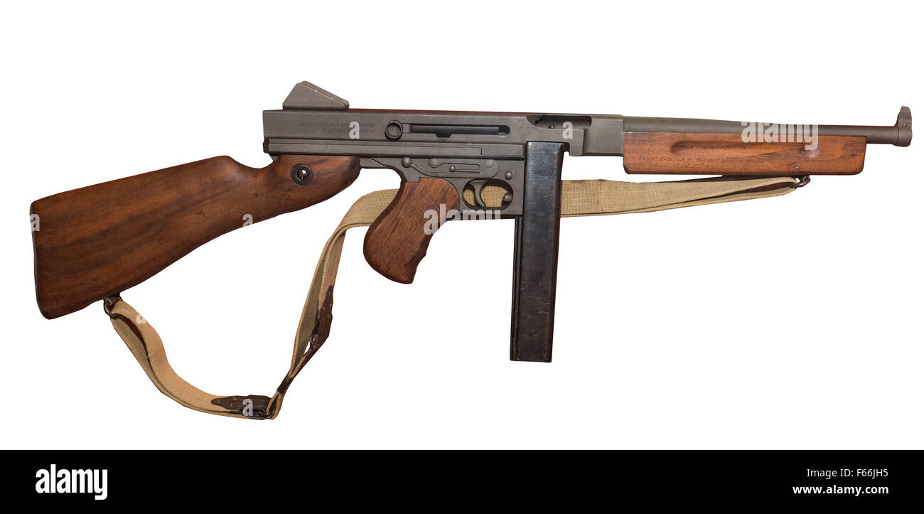 U.S. M1A1 Thompson Mitraillette APC Calibre .45 sur un fond blanc Photo ...