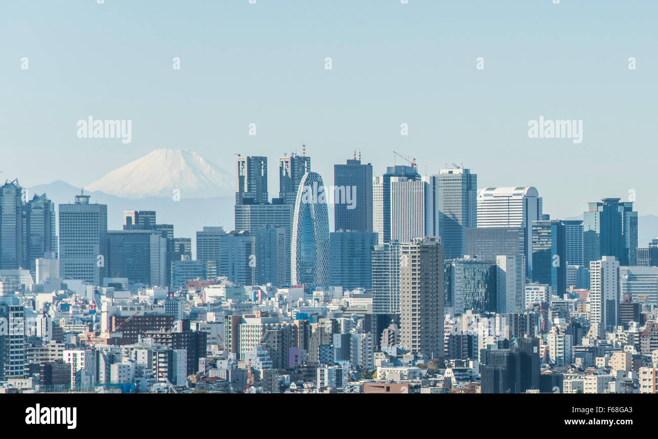 Gratte-ciel de Shinjuku et le Mt Fuji, vue d'Bunkyo-Ku,Tokyo, Japon ...
