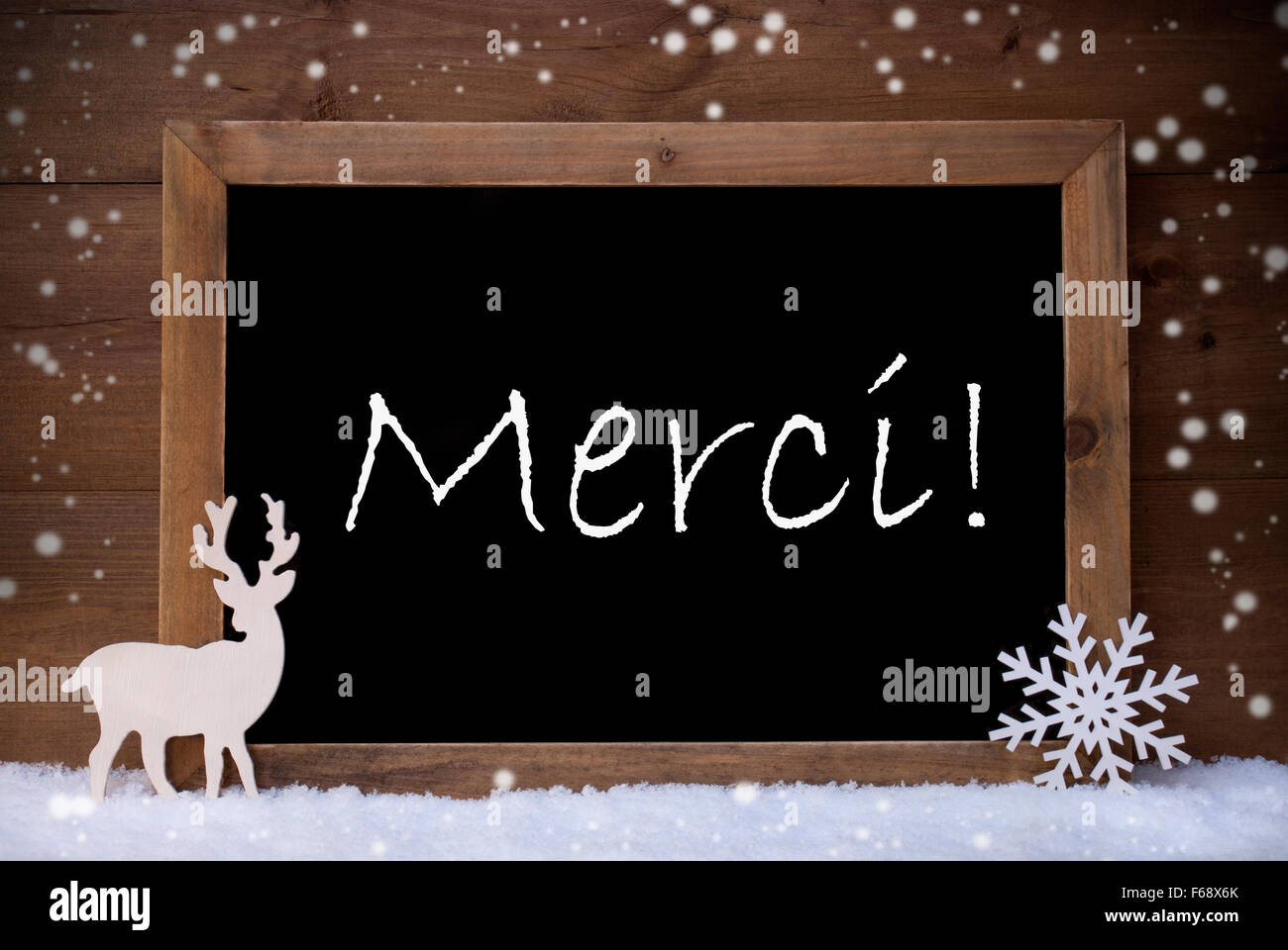 Vintage Carte de Noël, tableau noir, neige, dire Merci Merci Photo ...