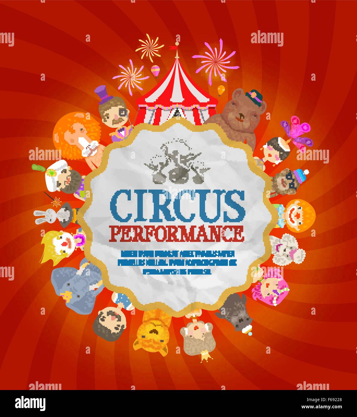 Affiche de cirque. Les artistes de cirque et des animaux. vector ...