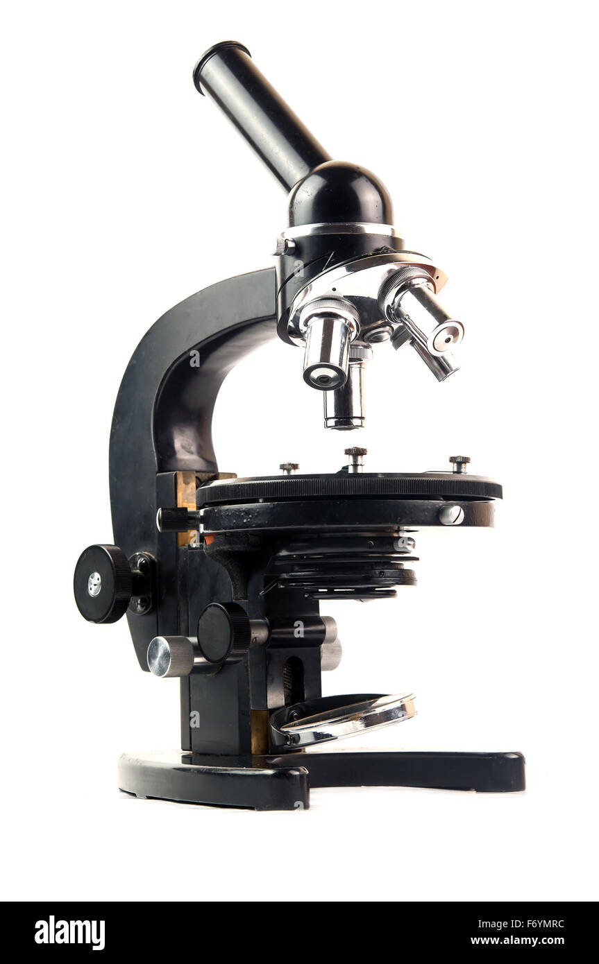 Old microscope detail Banque d'images détourées - Alamy