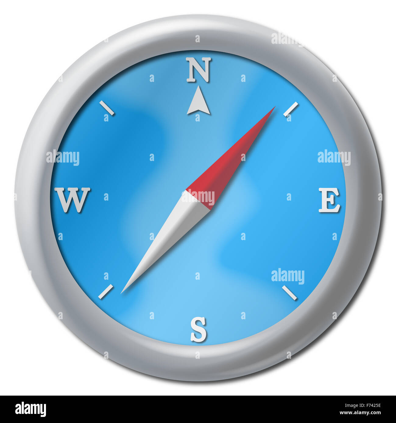 Conception d'une boussole en bleu isolé sur fond blanc Photo Stock - Alamy