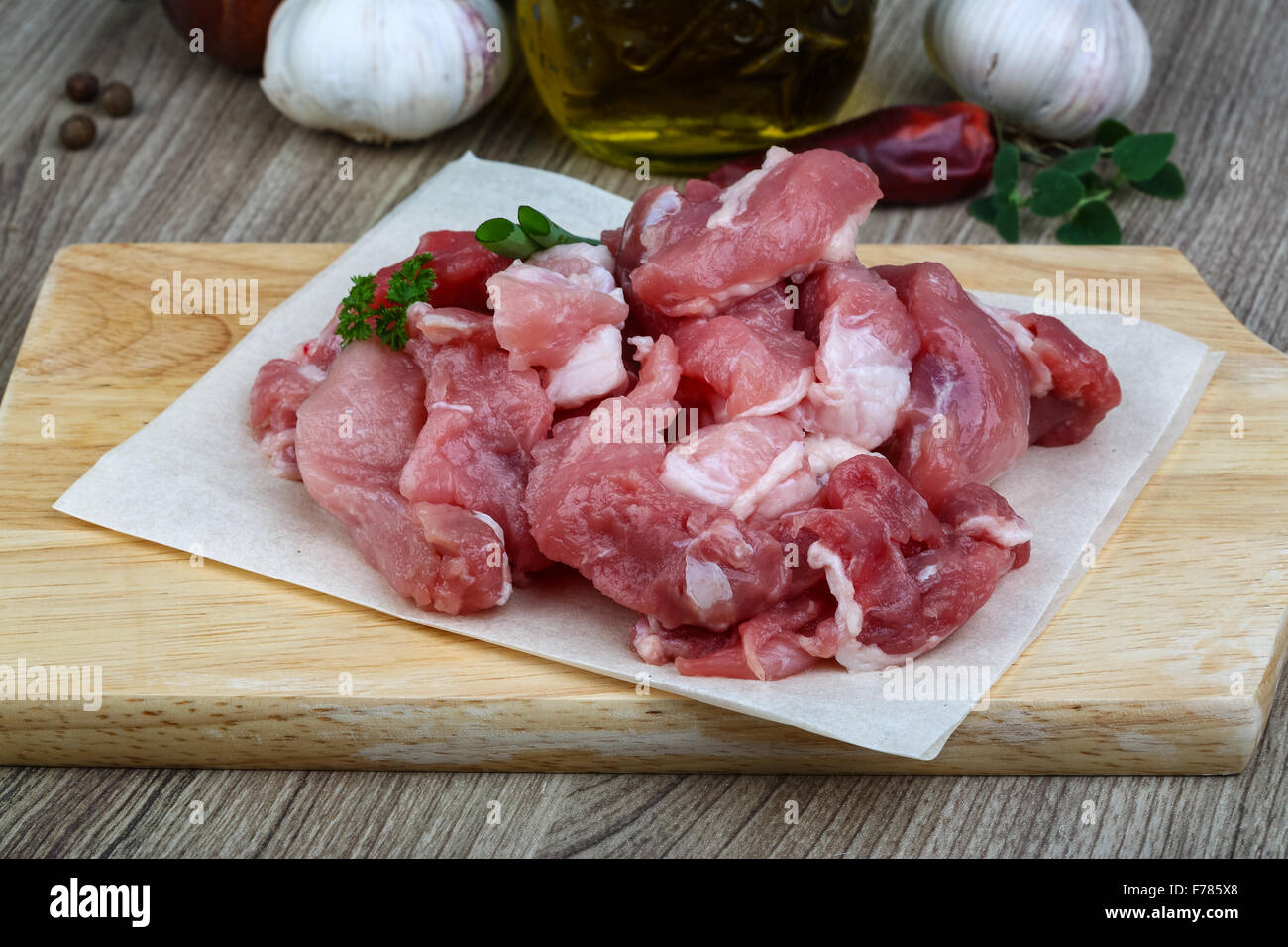 La viande de porc en cubes de matières premières - prête pour la ...