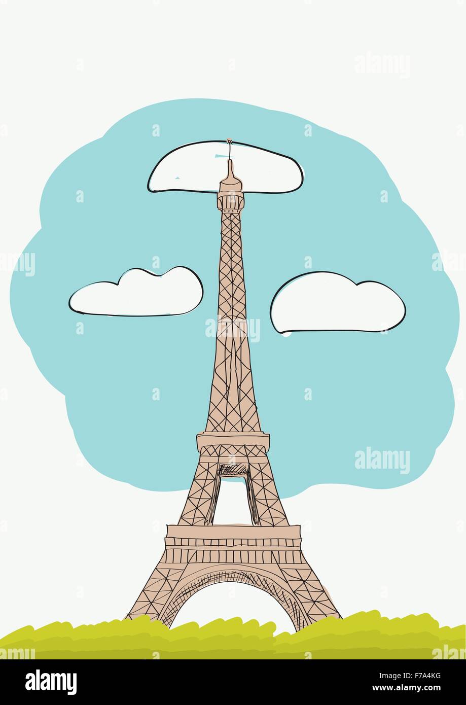La Tour Eiffel à Paris. France. vector illustration pour magazine ou ...