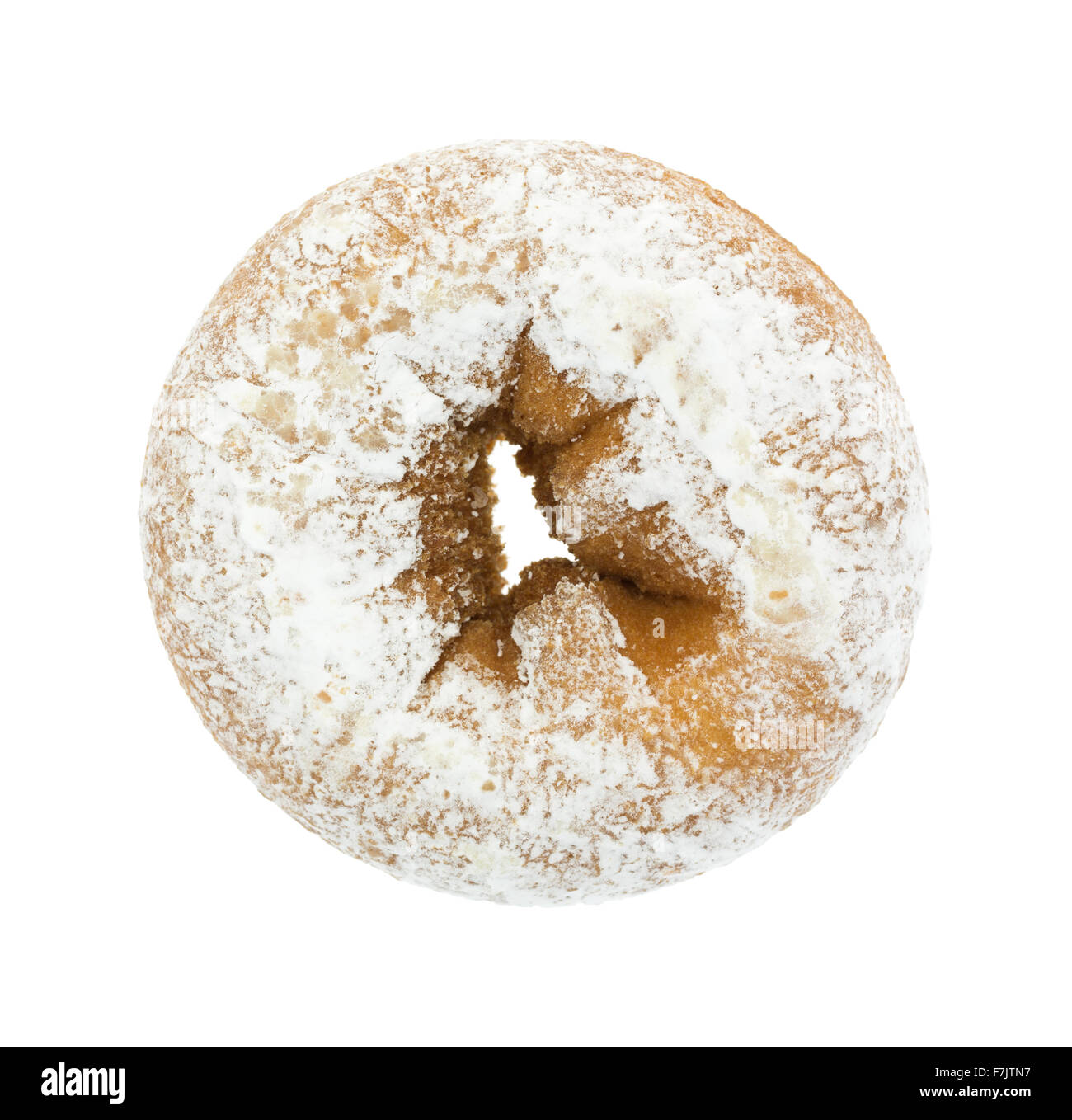 Vue de dessus d'une plaine de sucre en poudre gâteau donut isolé sur un ...