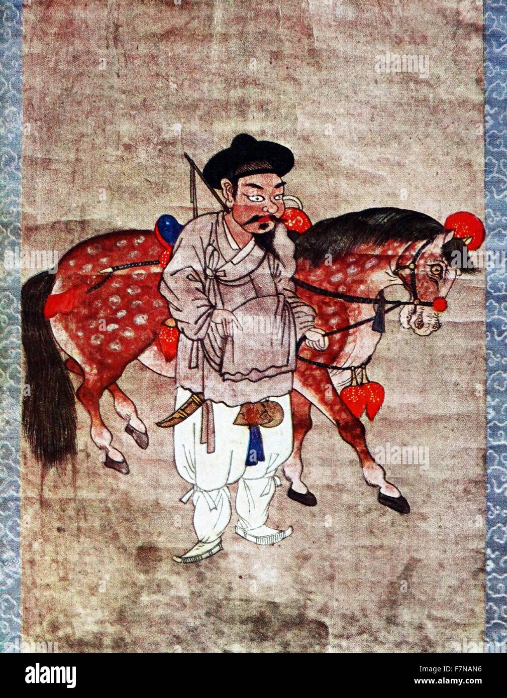 Tableau coréen représentant un paysan menant son cheval Banque de ...