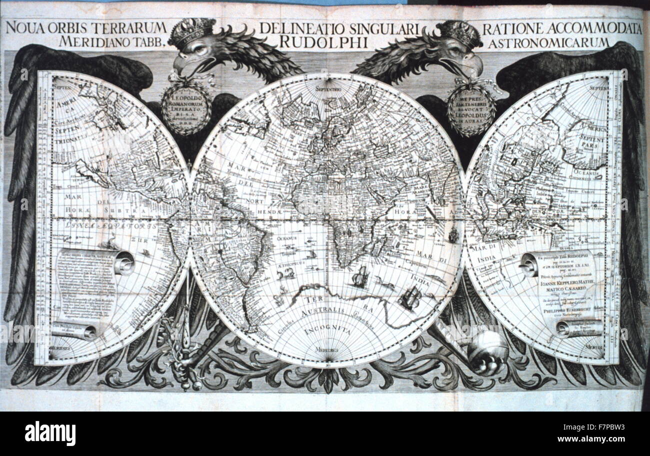 Carte du monde tabulae rudolphinae quibus astronomicae johannes kepler ...