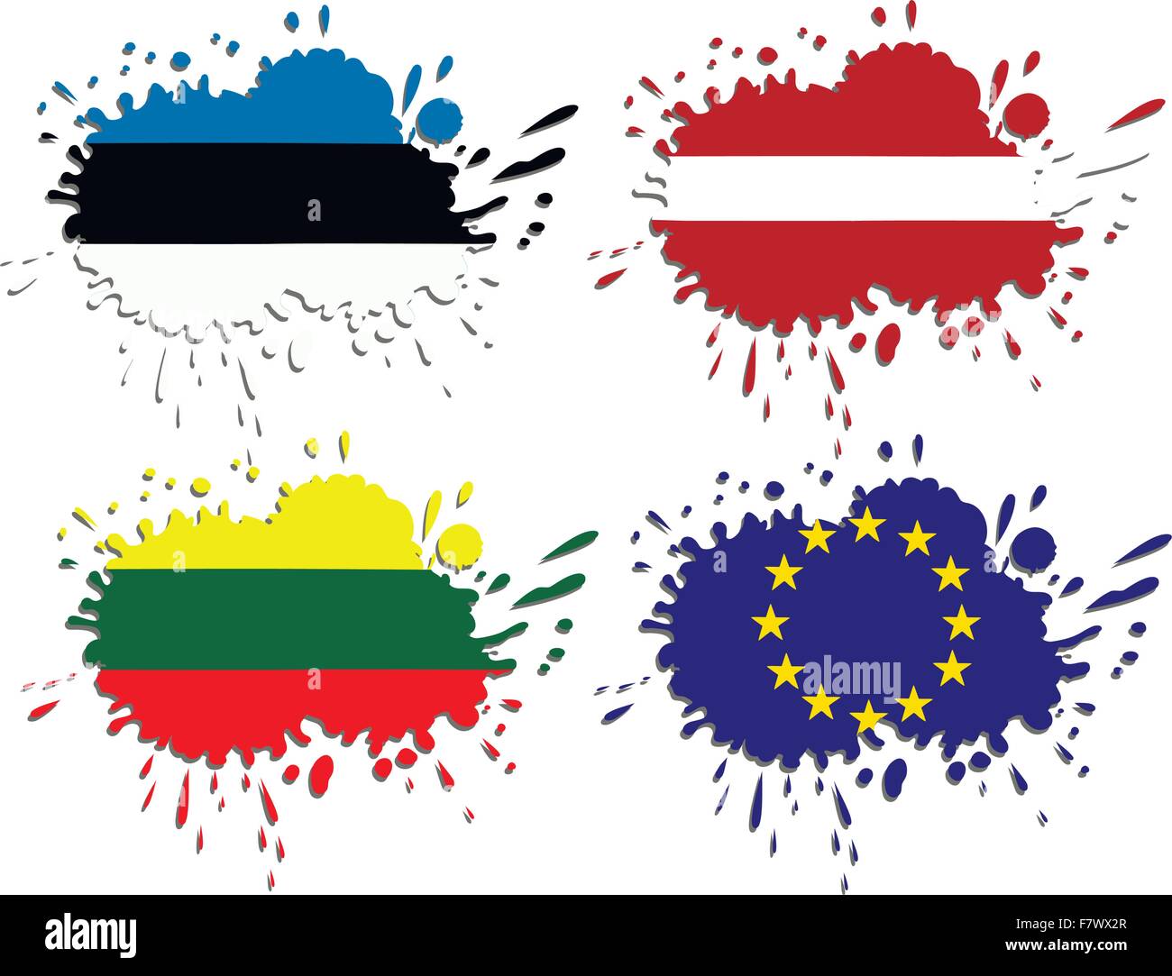 Drapeaux des pays Baltes comme des taches Image Vectorielle Stock - Alamy