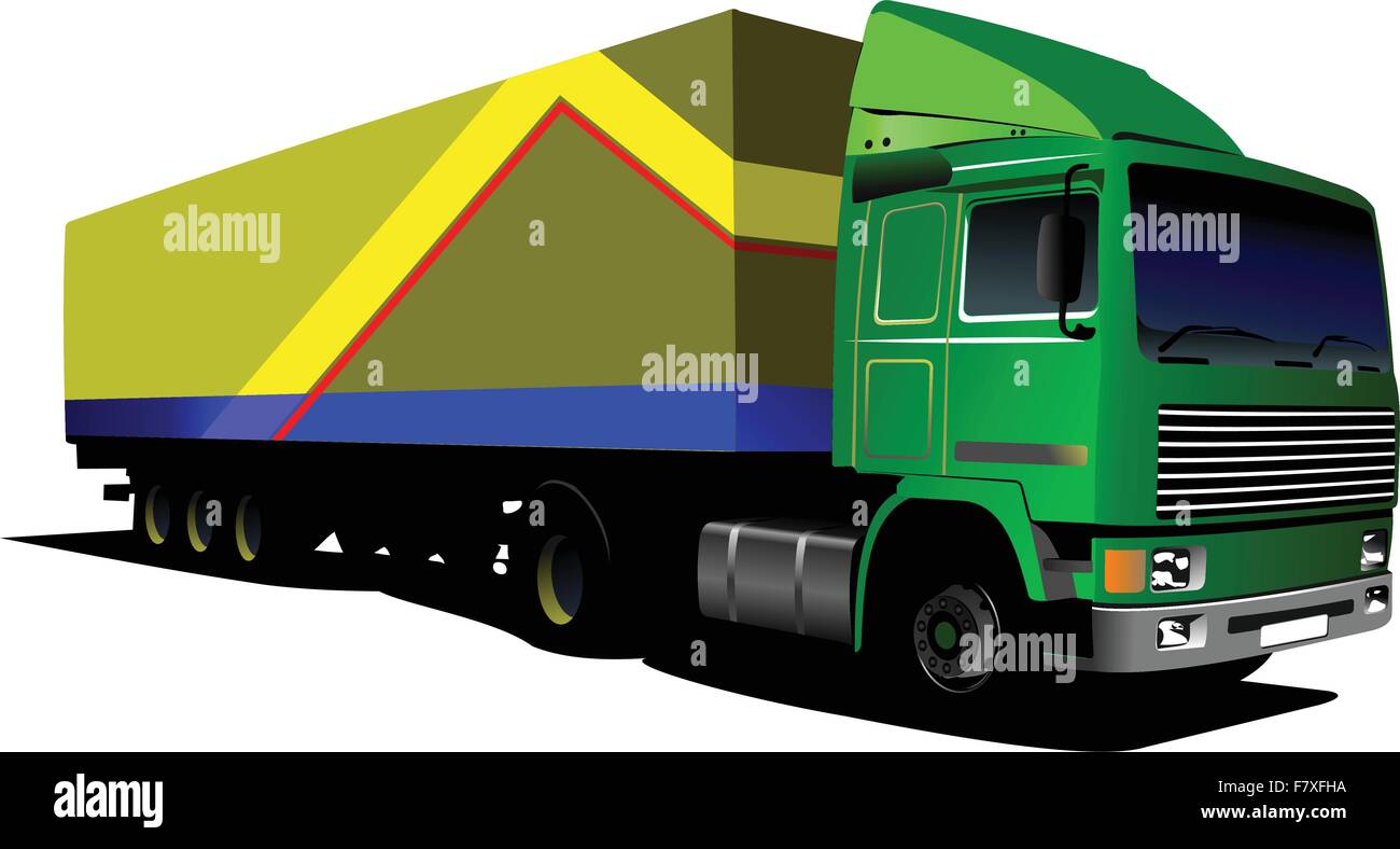 Camion vert. Camion. Remorque. Vector illustration Image Vectorielle ...