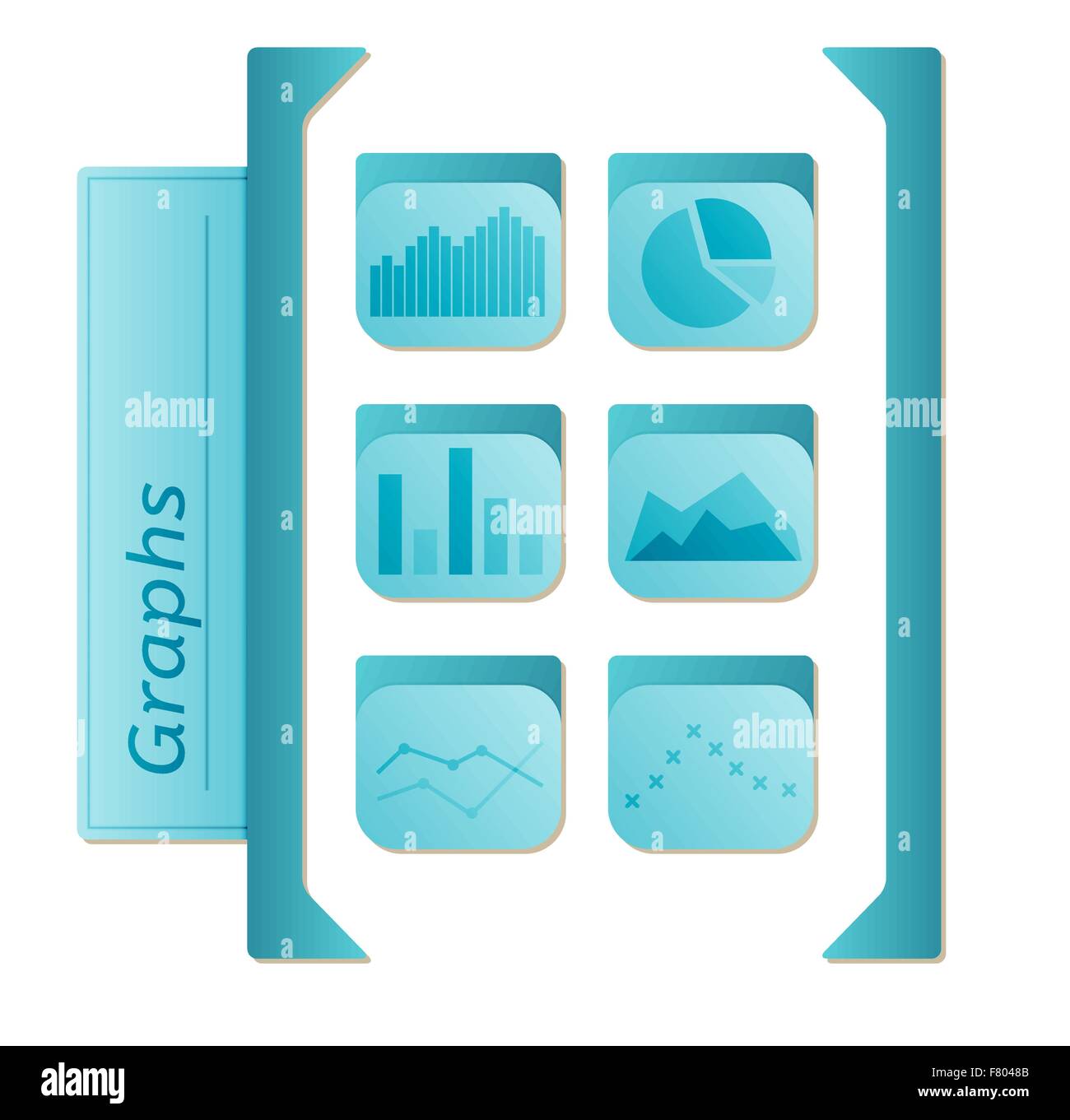 Les icônes graphiques avec six types de graphiques en couleur bleue sur ...