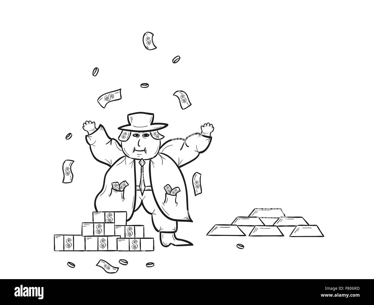 Happy rich man throwing money Banque d'images vectorielles - Alamy