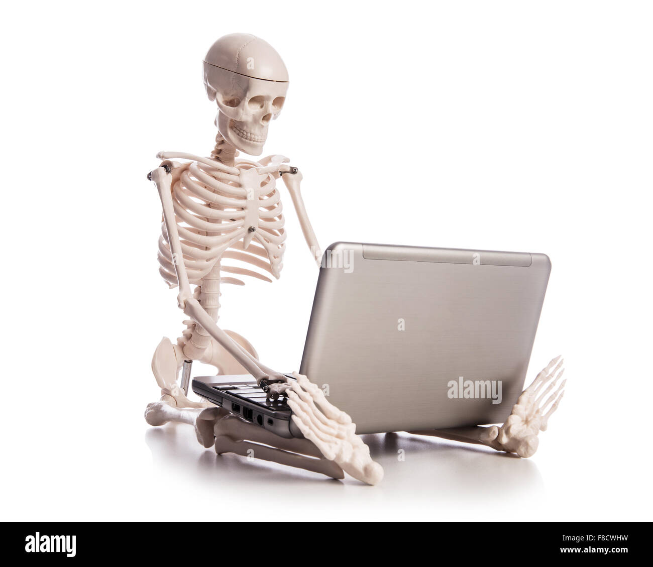 Skeleton sitting computer Banque d'images détourées - Alamy