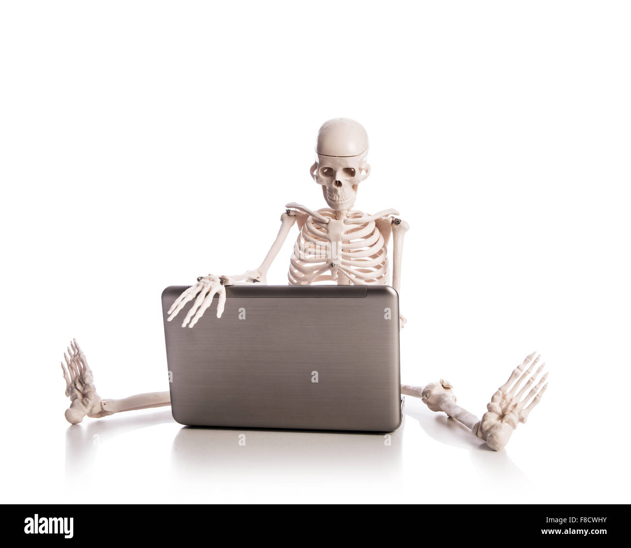 Skeleton sitting computer Banque d'images détourées - Alamy