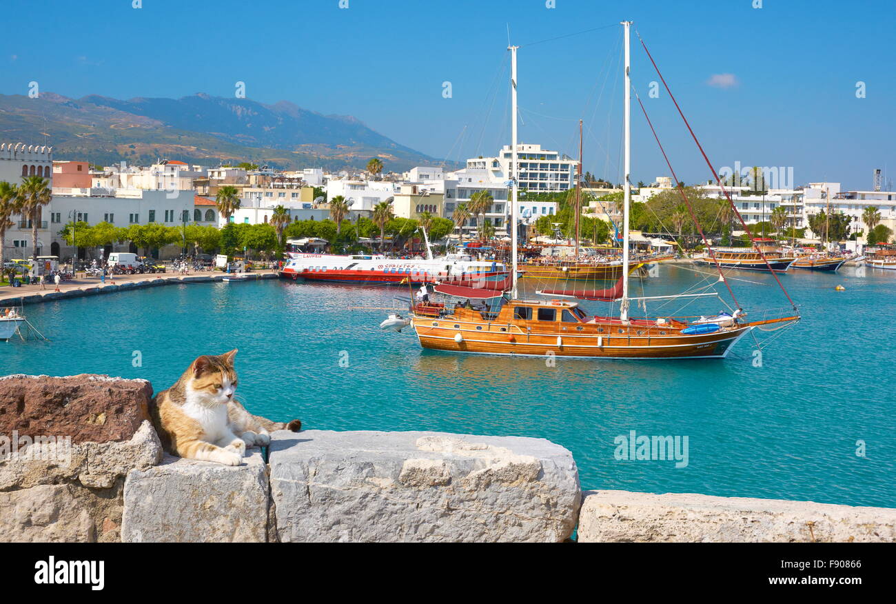 Port de Kos Town, Kos, îles du Dodécanèse, Grèce Photo Stock - Alamy