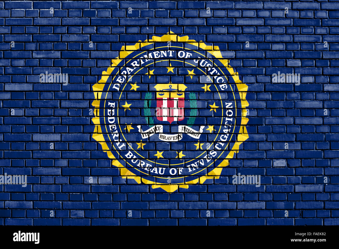 Pavillon de l'FBI peint sur mur de brique Photo Stock - Alamy
