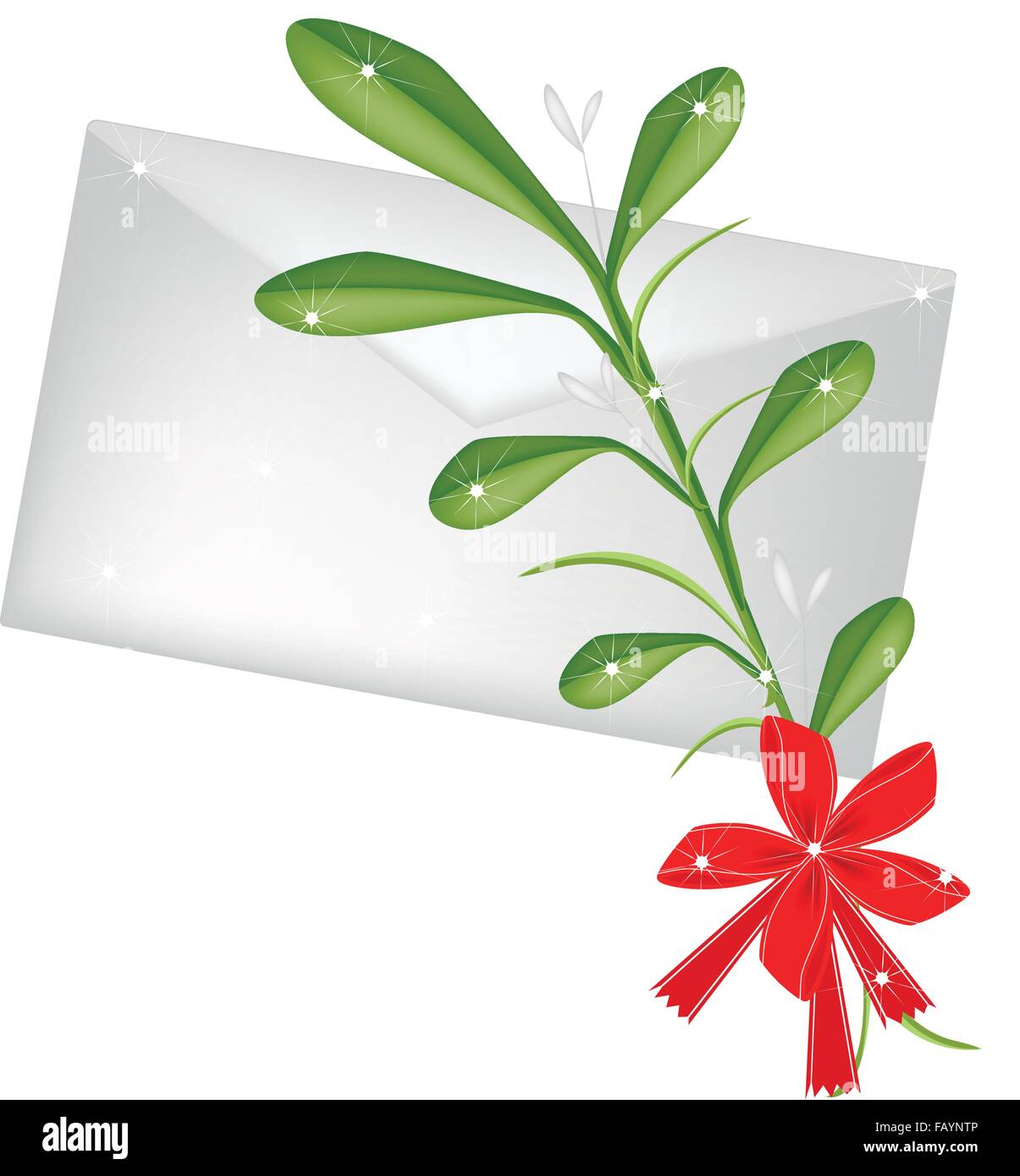 Bouquet de Gui Viscum Album ou avec un ruban rouge de Noël et d'une ...