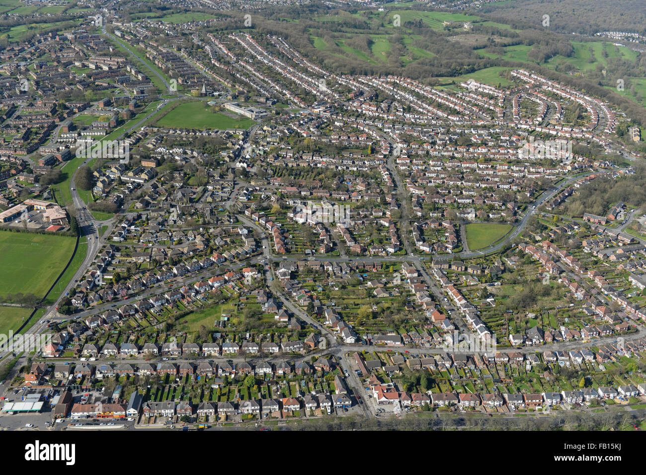 Une vue aérienne de la région de Sheffield Greenhill Photo Stock - Alamy