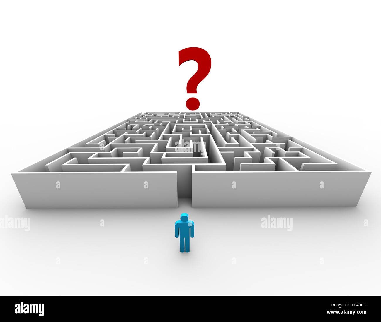 Question mark maze concept design fond blanc Photo Stock - Alamy