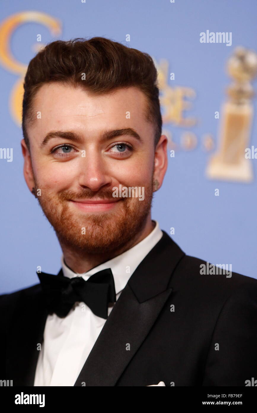 Singer Sam Smith pose dans la salle de presse de la 73e assemblée ...