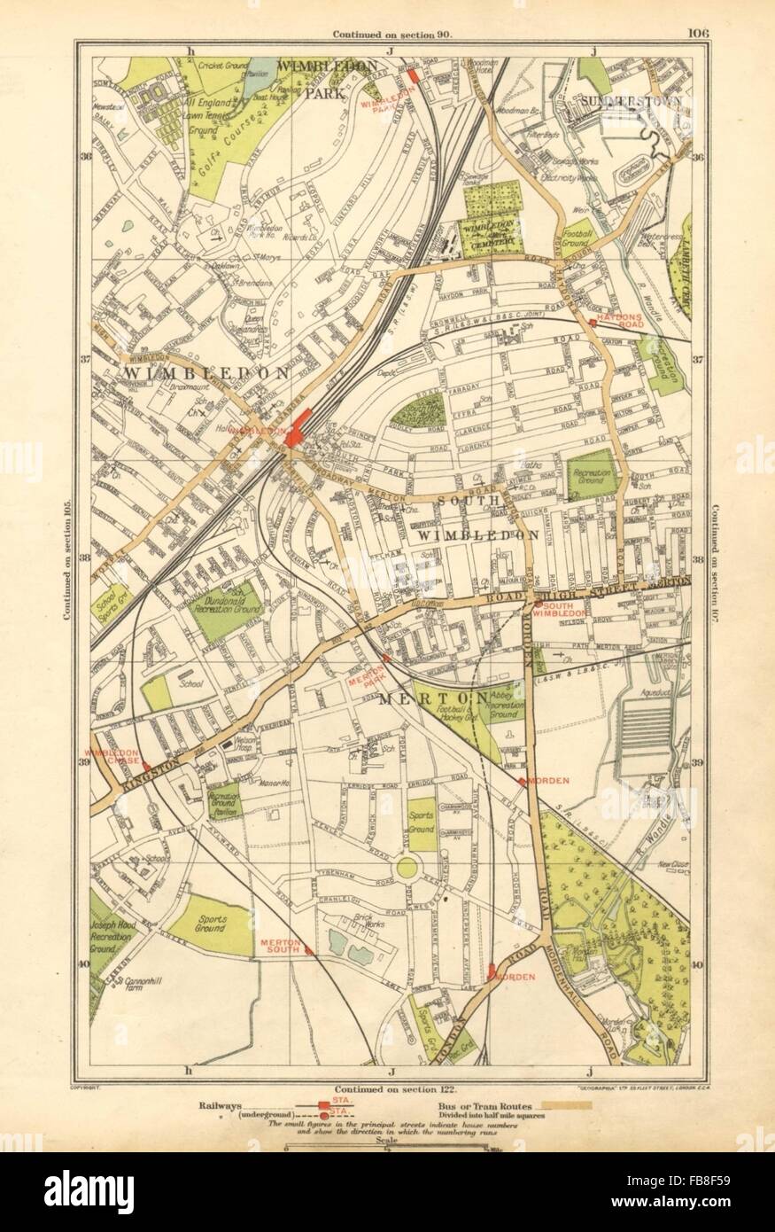 Carte du parc de wimbledon Banque de photographies et d’images à haute ...