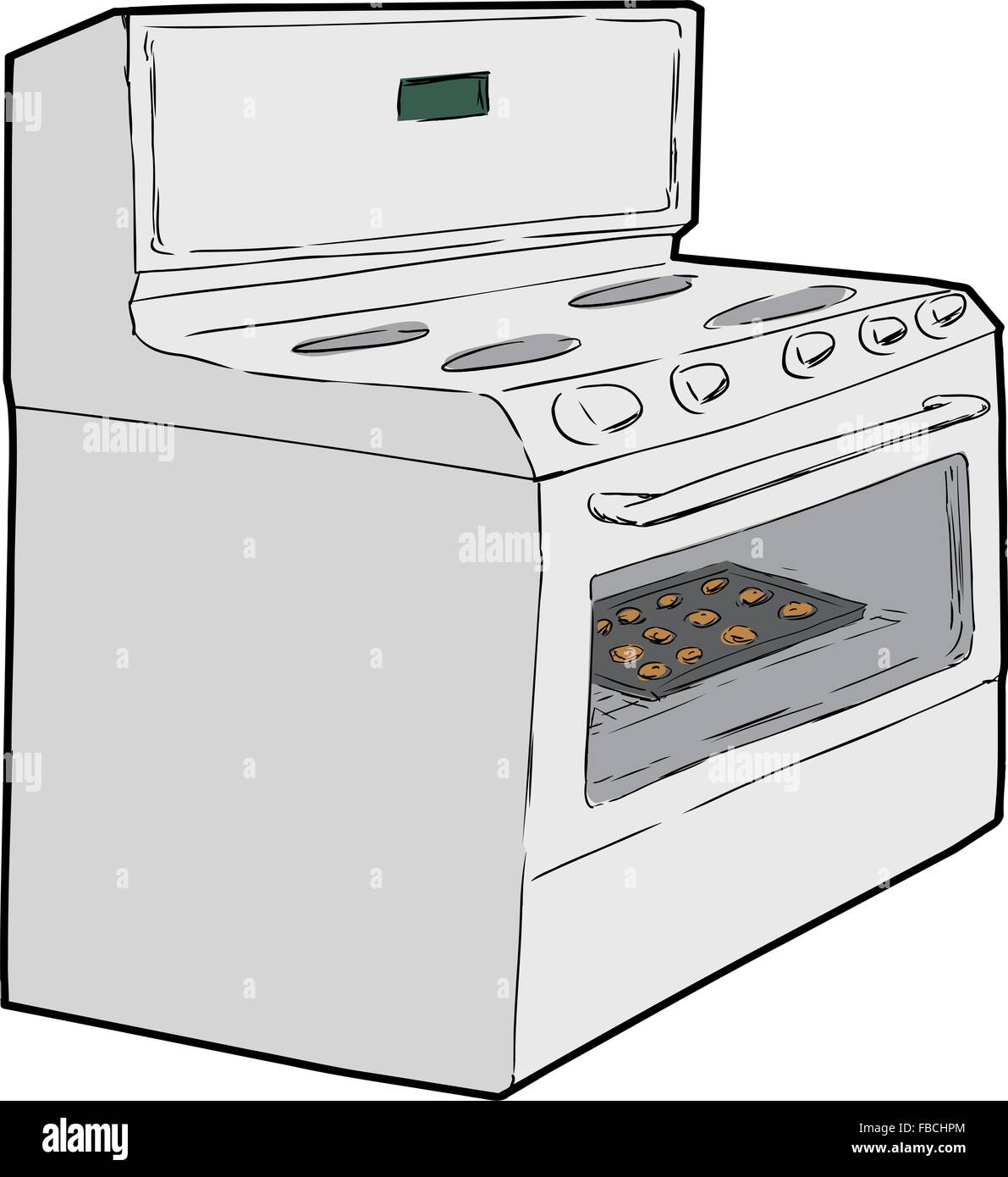 Croquis dessin animé de cuisinière à induction avec le bac de cuisson ...