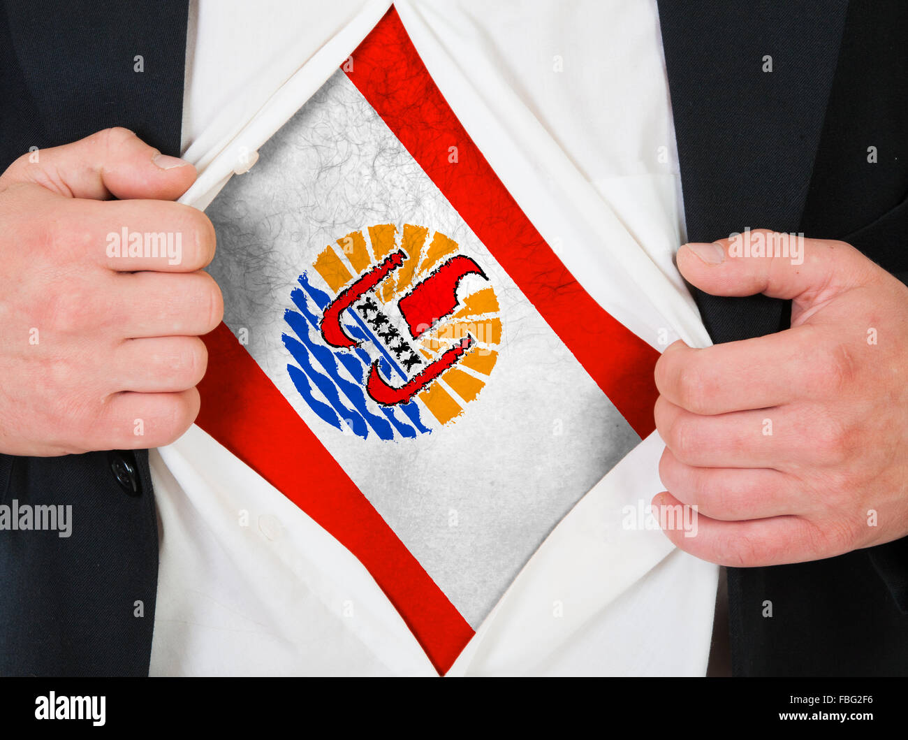 Le drapeau de la polynésie française Photo Stock - Alamy