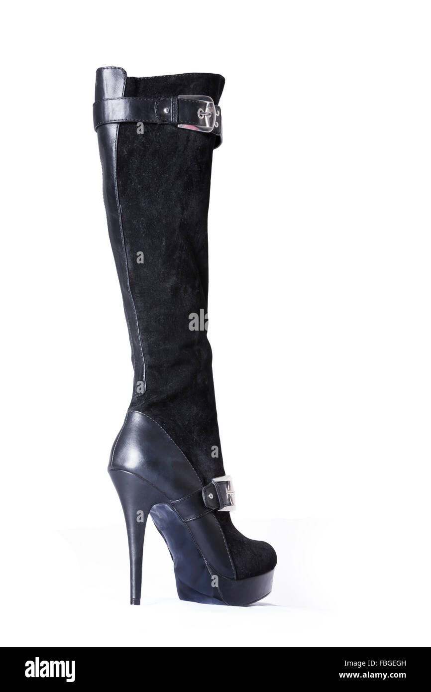 Bottes au genou en cuir noir Banque de photographies et d’images à ...